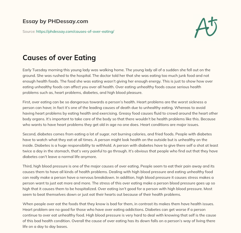 Causes of over Eating (500 Words) - PHDessay.com
