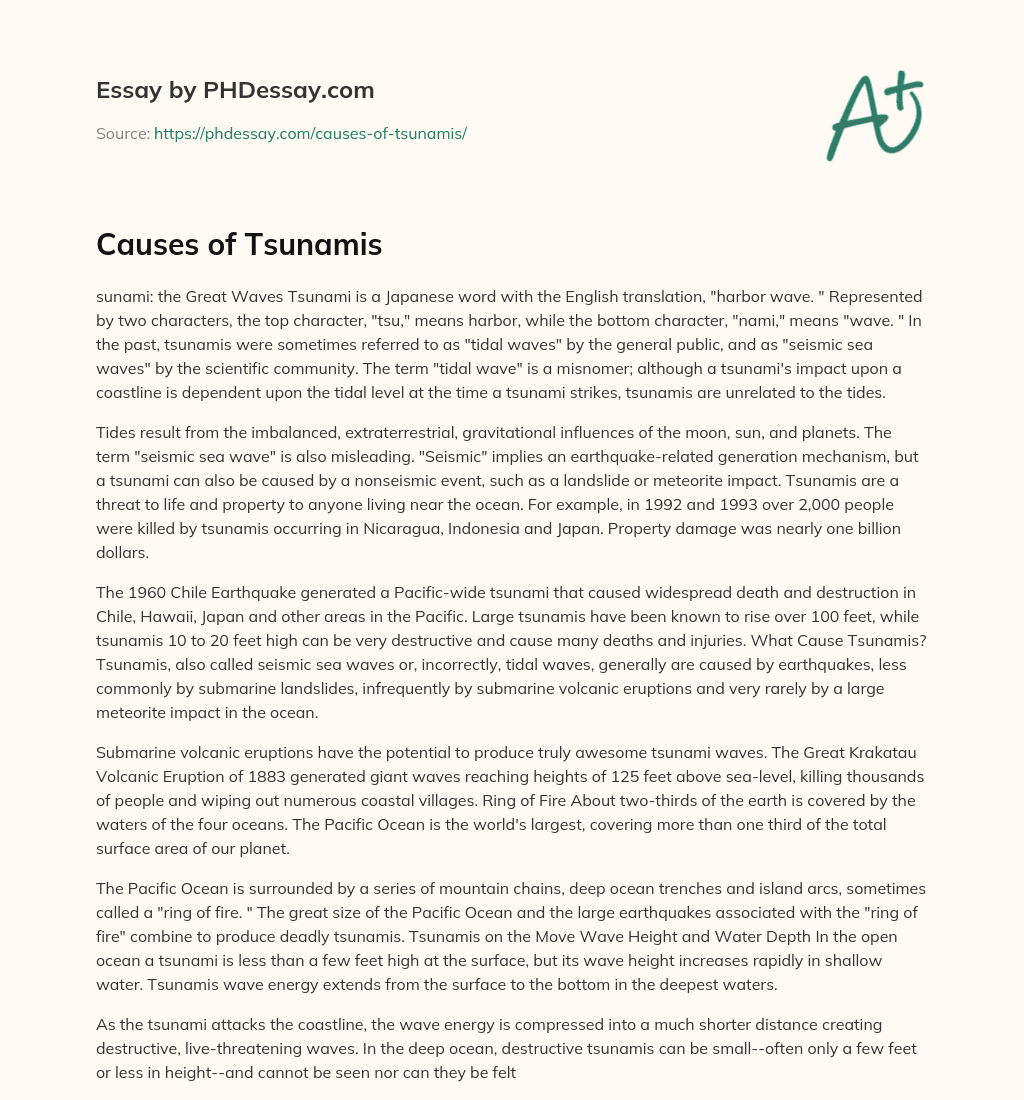 Causes of Tsunamis - PHDessay.com