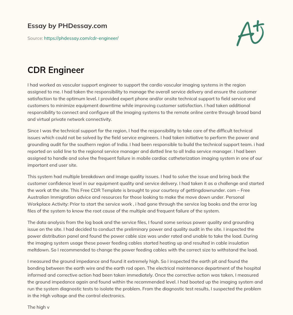 CDR Engineer - PHDessay.com