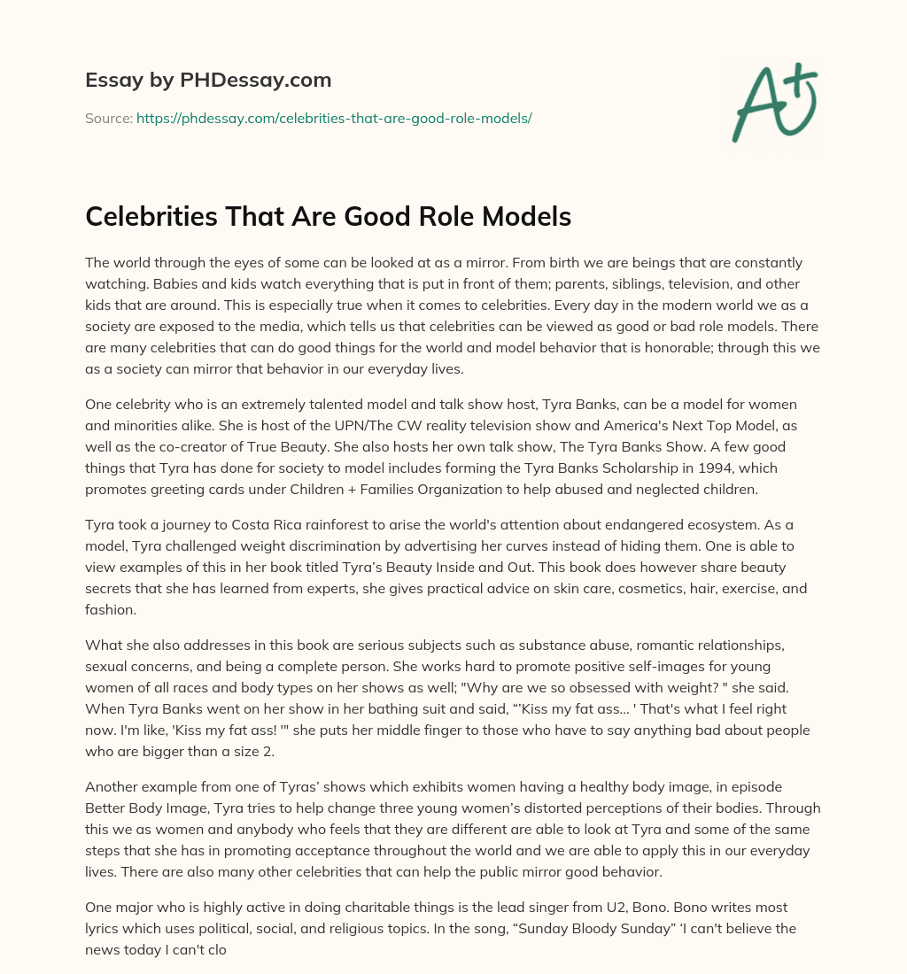 Celebrities That Are Good Role Models - PHDessay.com