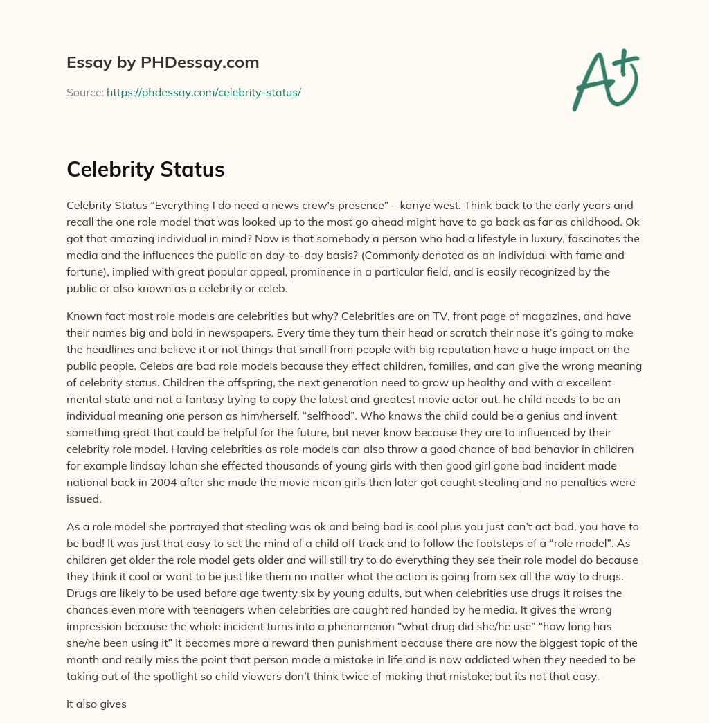Celebrity Status - PHDessay.com