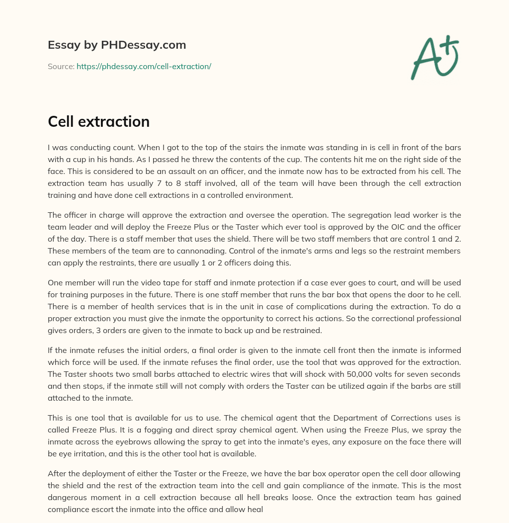 Cell extraction - PHDessay.com