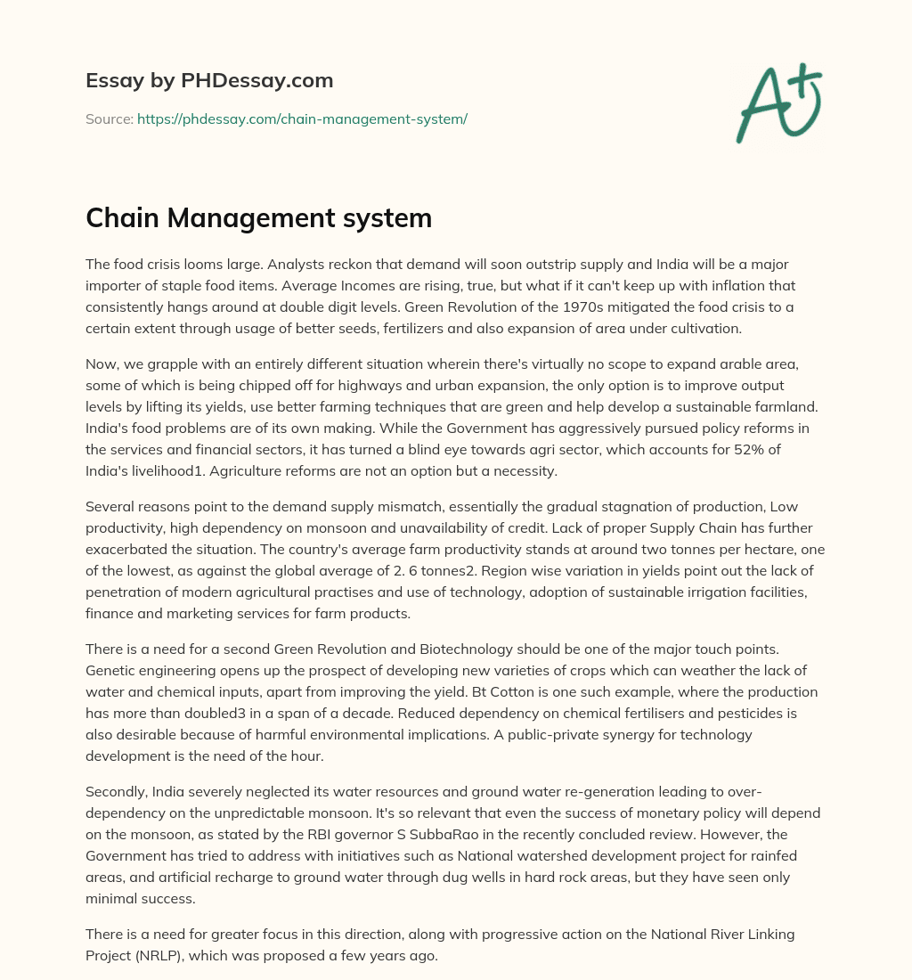 Chain Management system - PHDessay.com