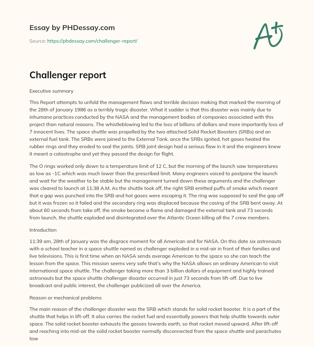 Challenger report - PHDessay.com