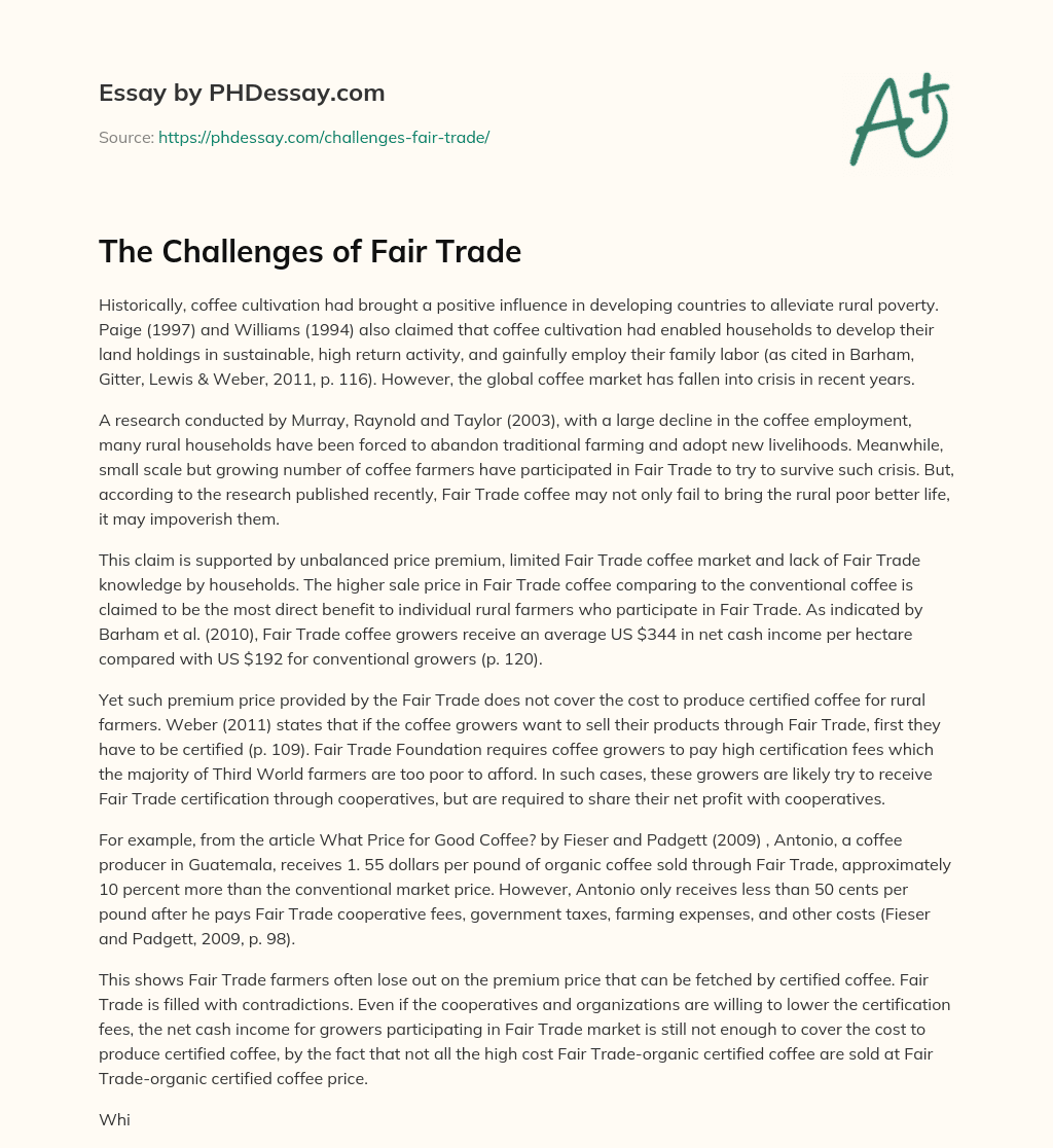 The Challenges of Fair Trade - PHDessay.com