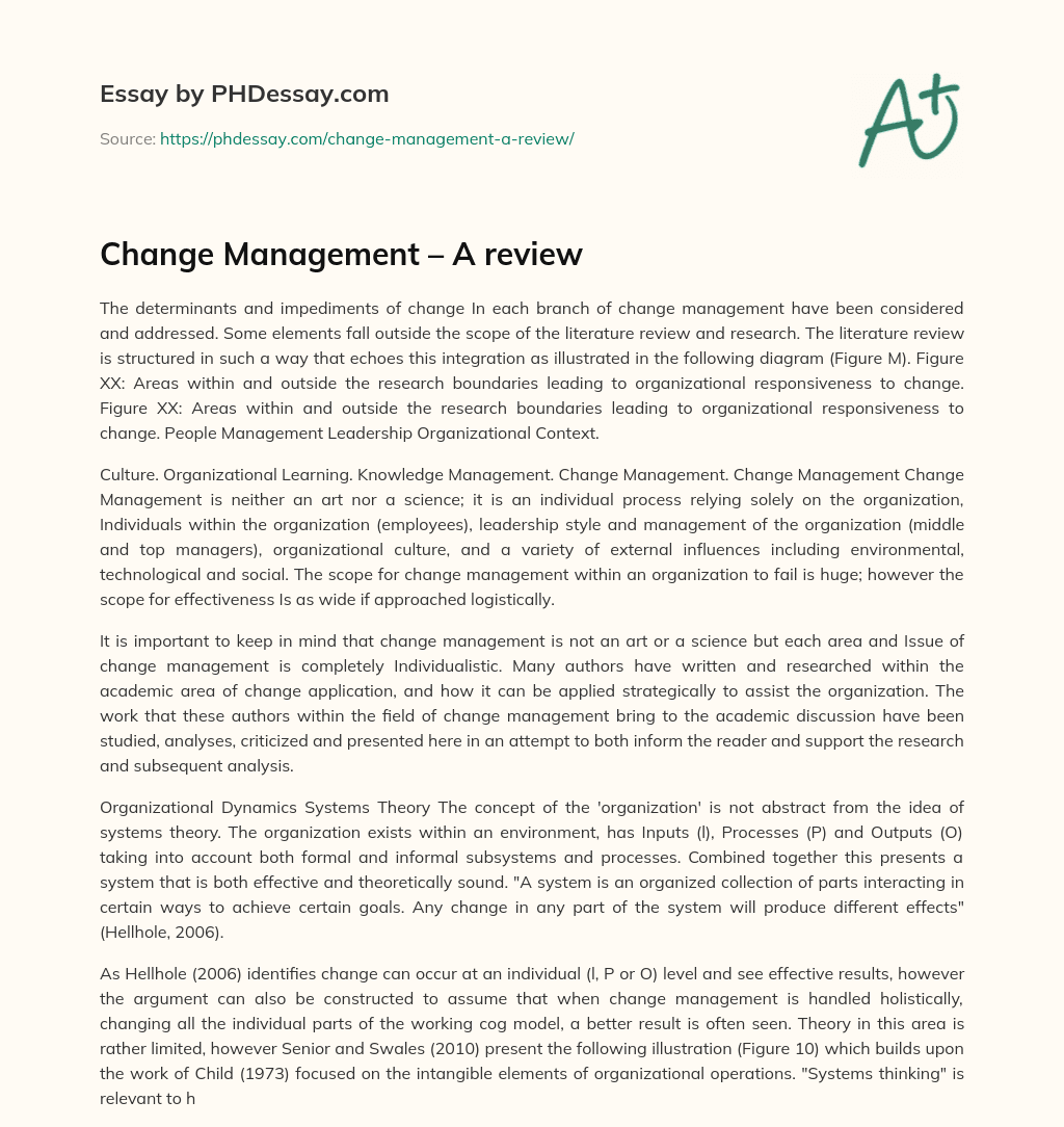 Change Management – A review - PHDessay.com