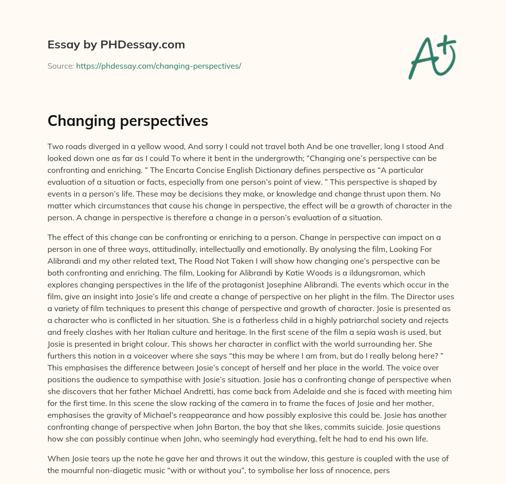 Changing perspectives - PHDessay.com