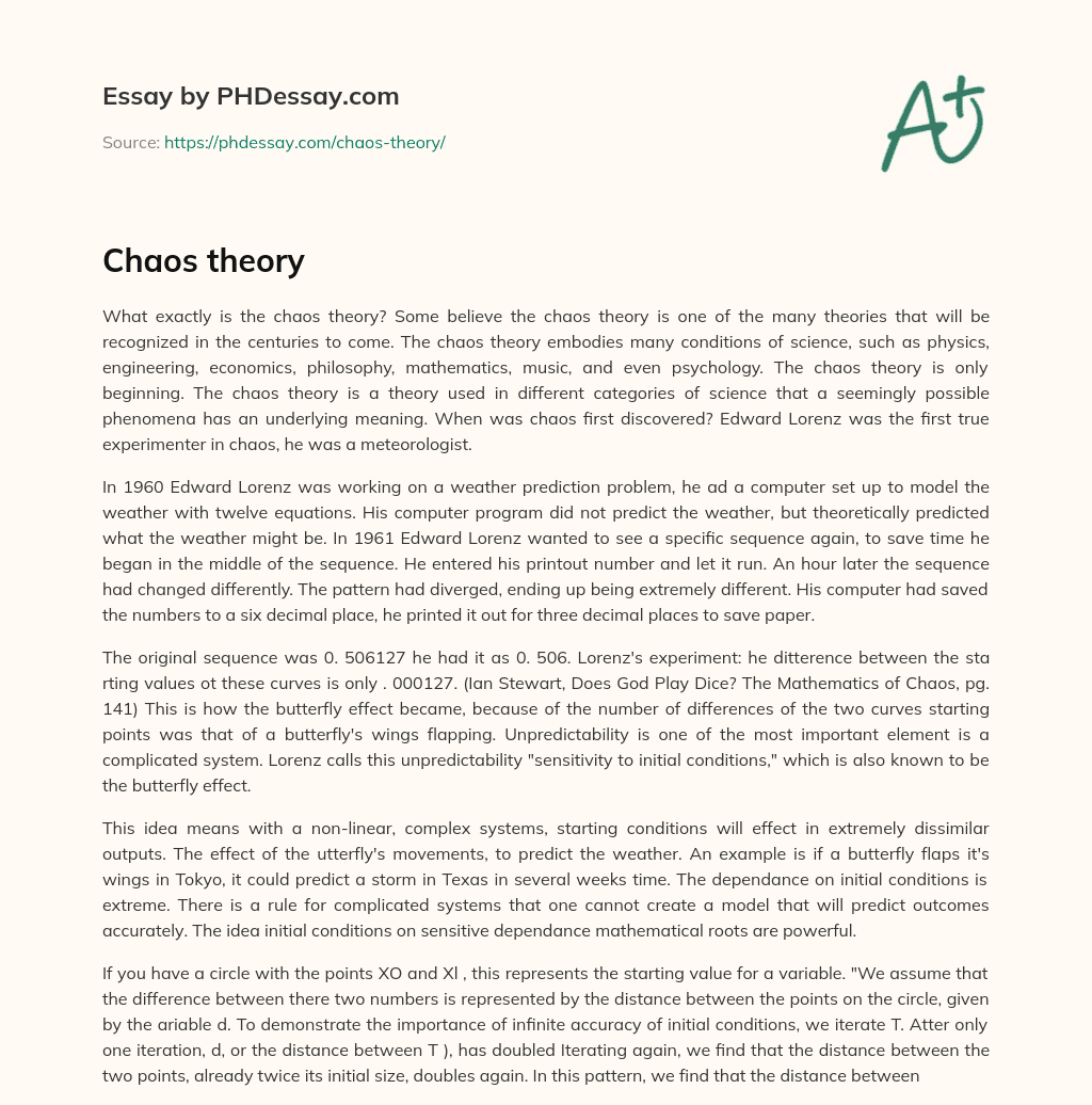 Chaos Theory Essay Example - PHDessay.com