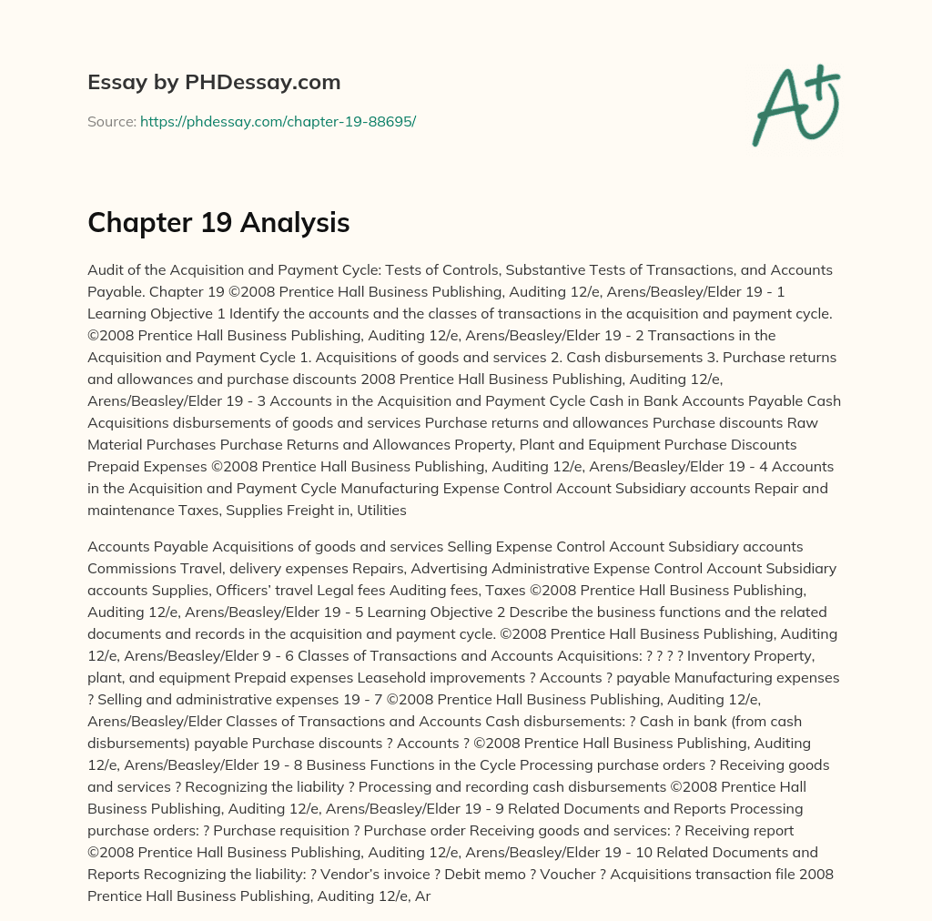 Chapter 19 Analysis - PHDessay.com