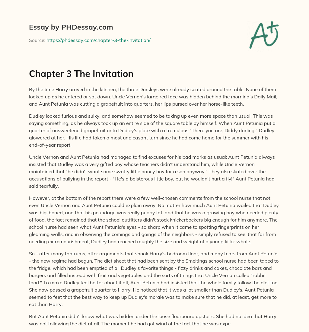 Chapter 3 The Invitation - PHDessay.com