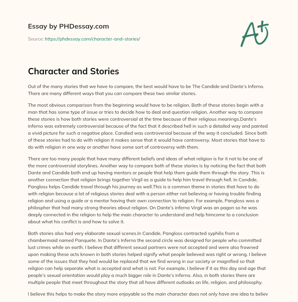 Character and Stories (500 Words) - PHDessay.com