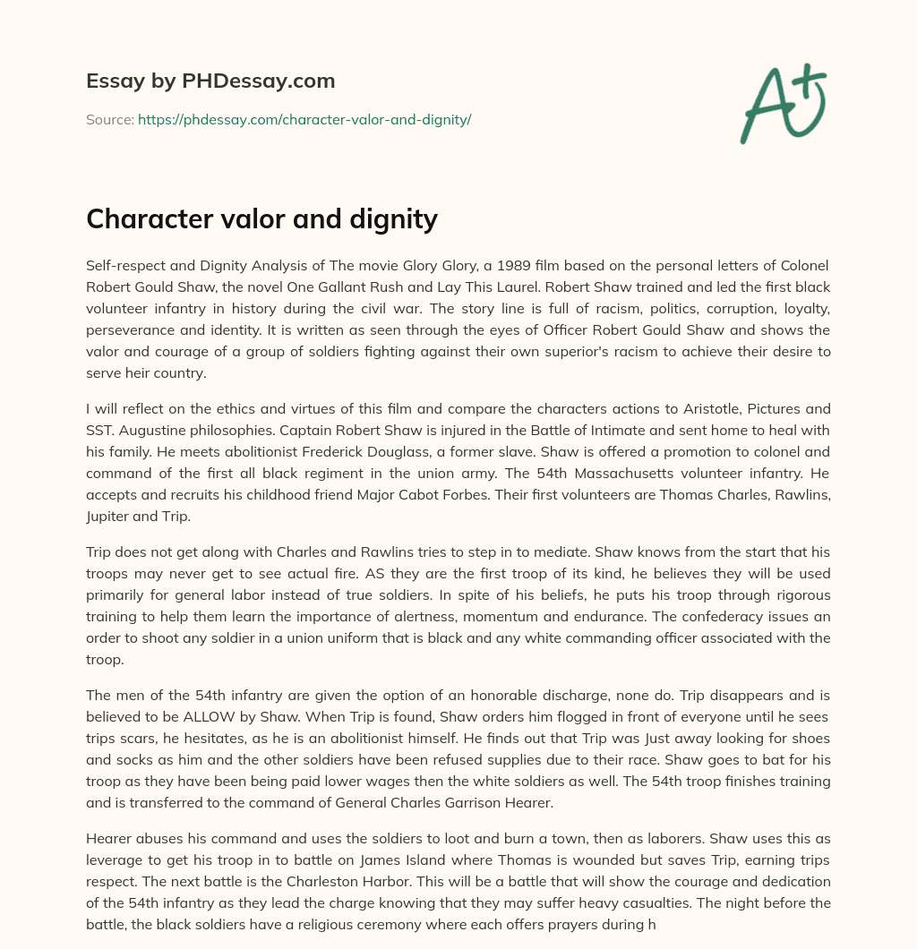 Character valor and dignity - PHDessay.com