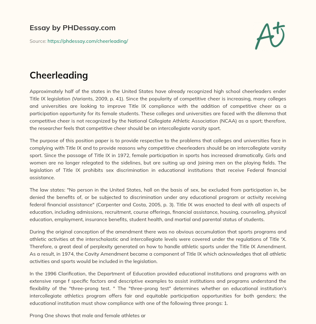 Cheerleading - PHDessay.com