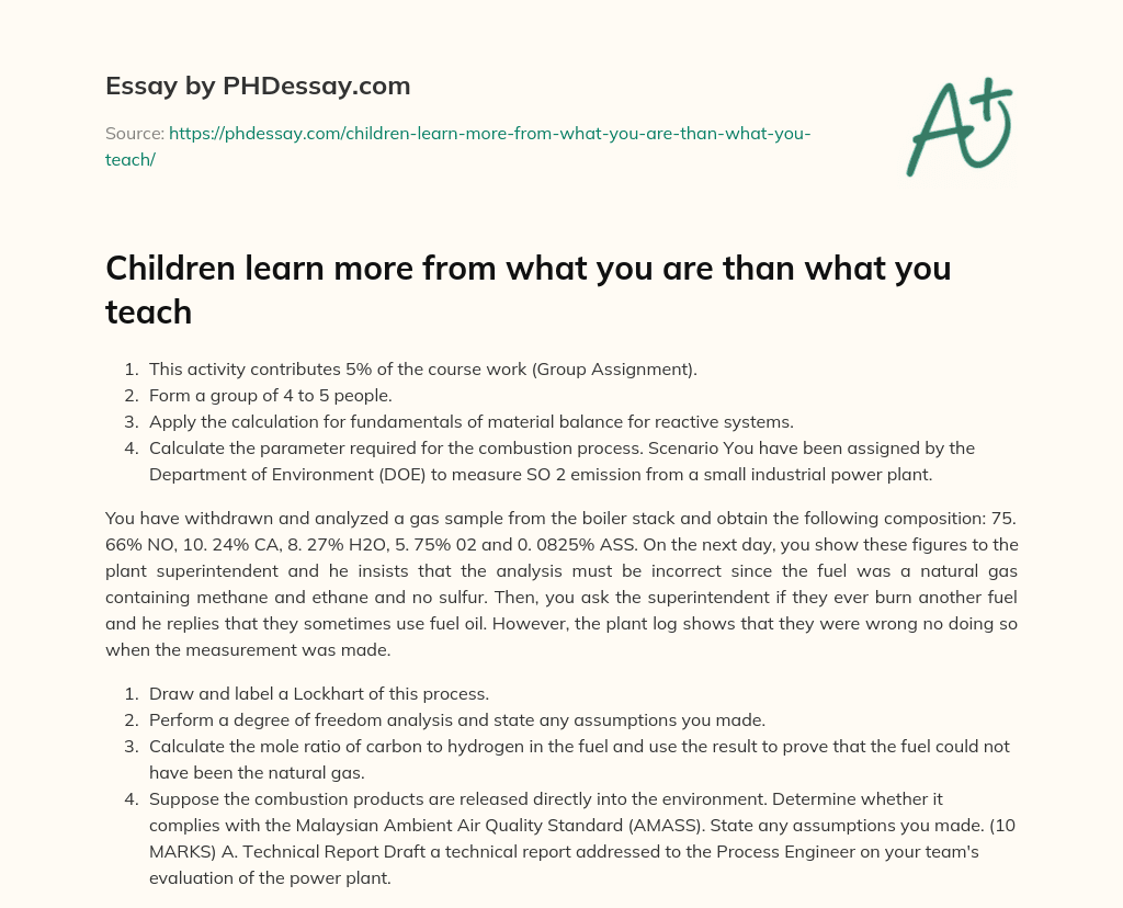 Children learn more from what you are than what you teach (300 Words ...
