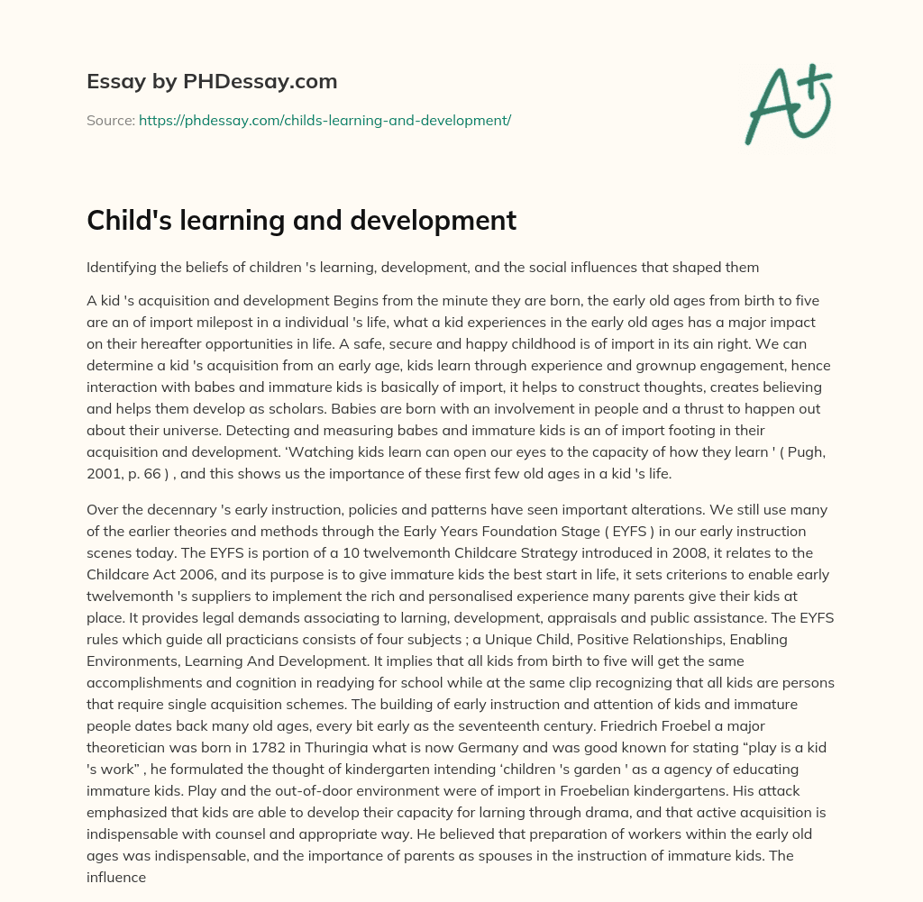 Child's learning and development - PHDessay.com