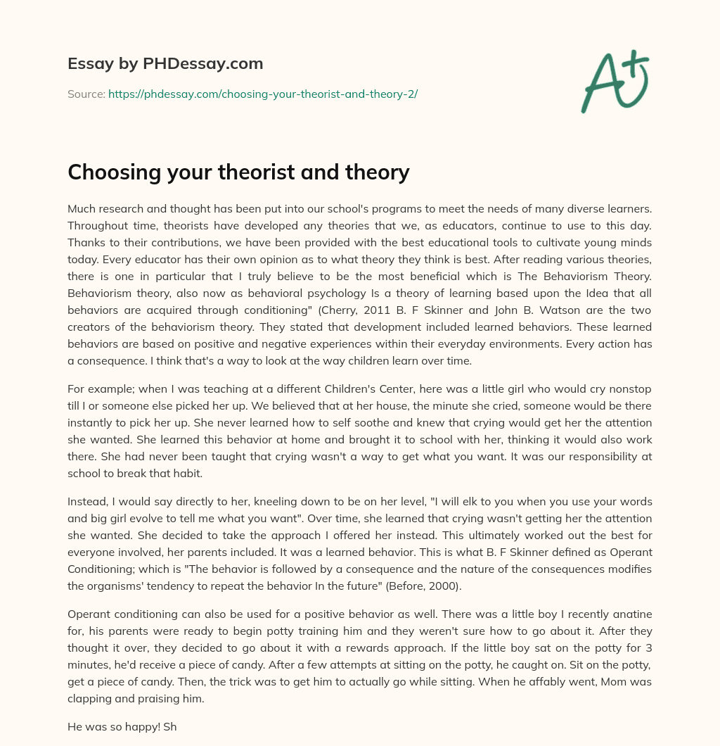 Choosing your theorist and theory - PHDessay.com
