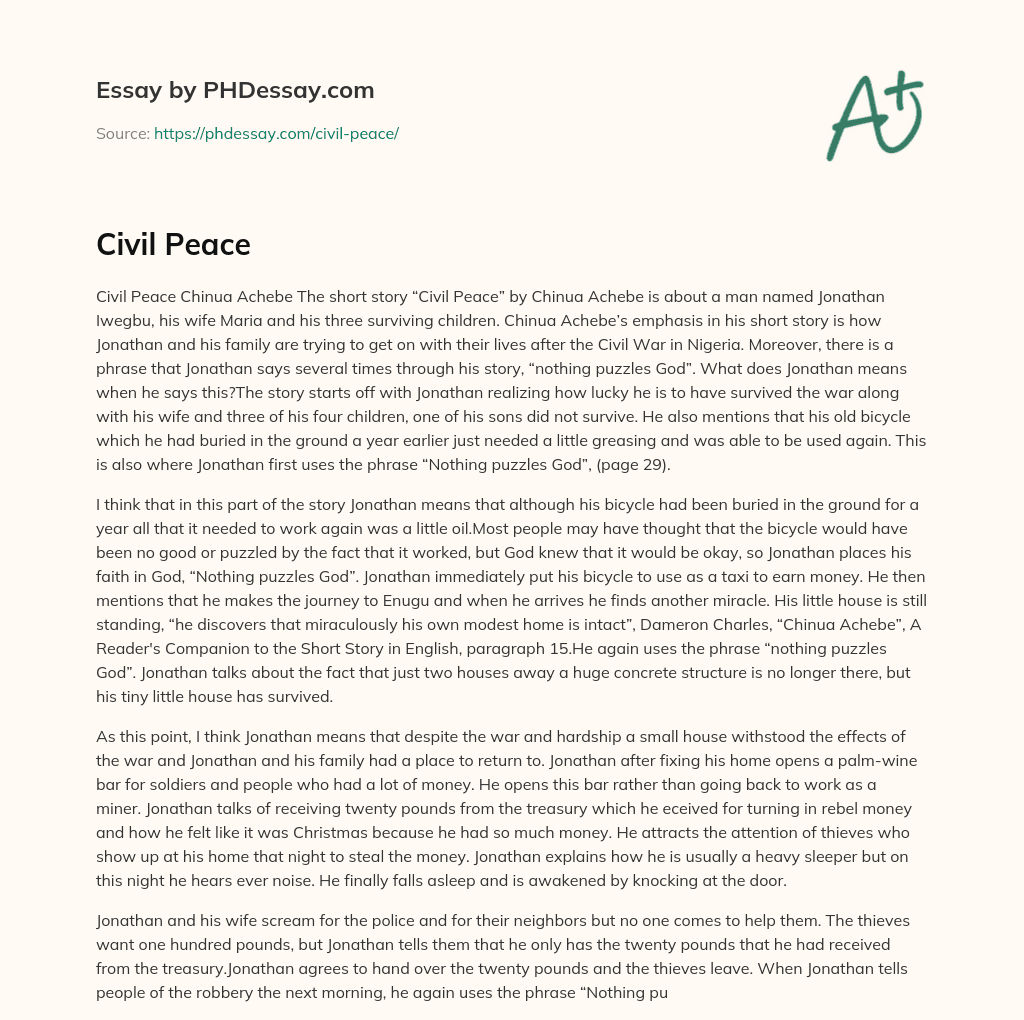 Civil Peace - PHDessay.com