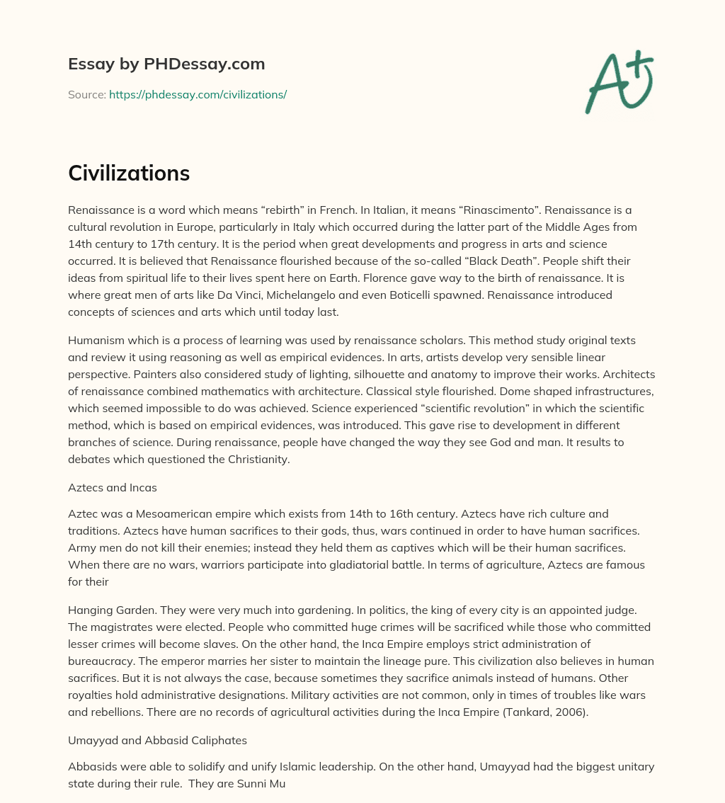 Civilizations - PHDessay.com