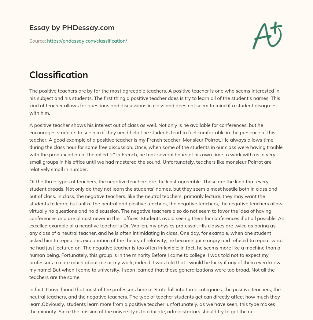 Classification - PHDessay.com