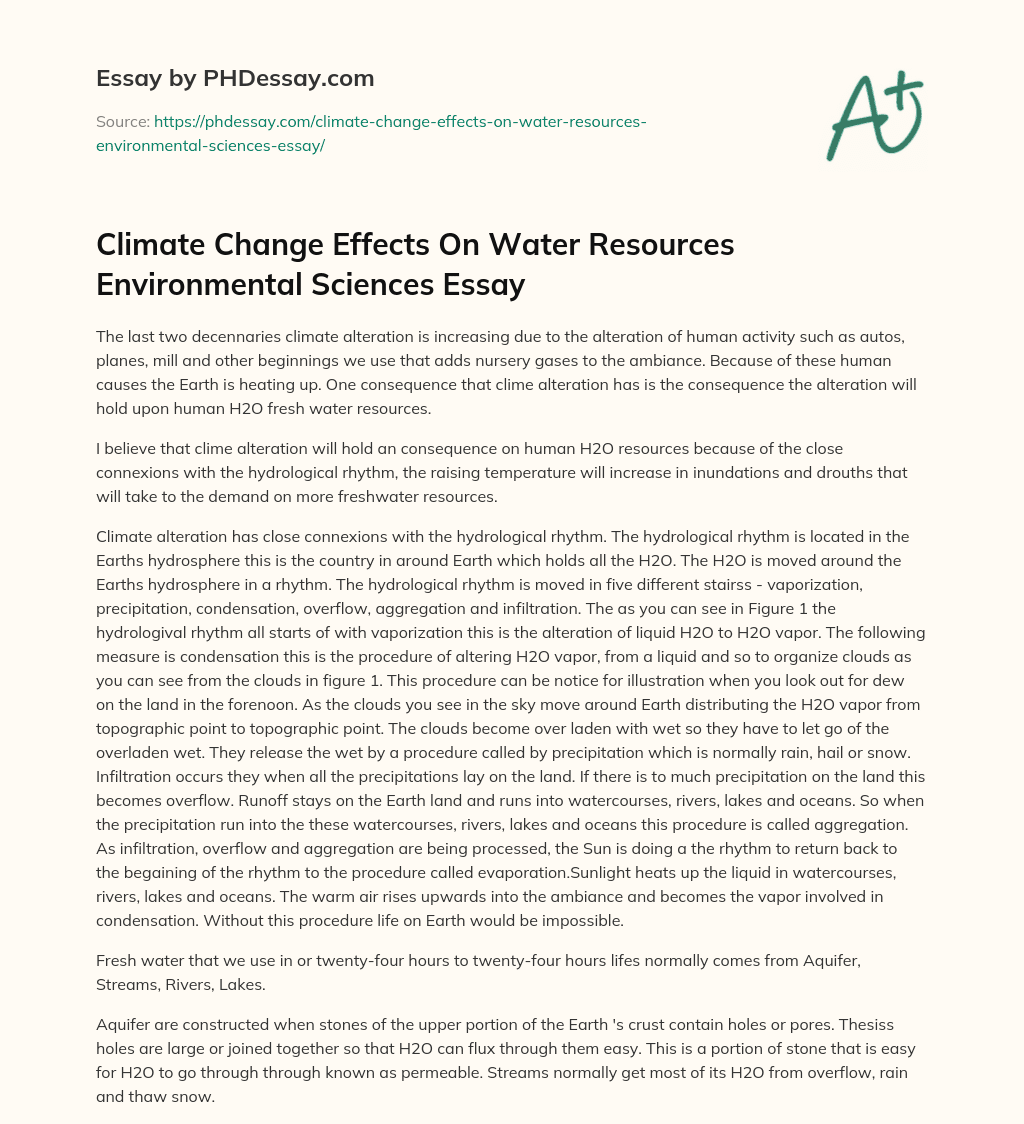 Climate Change Effects On Water Resources Environmental Sciences Essay ...