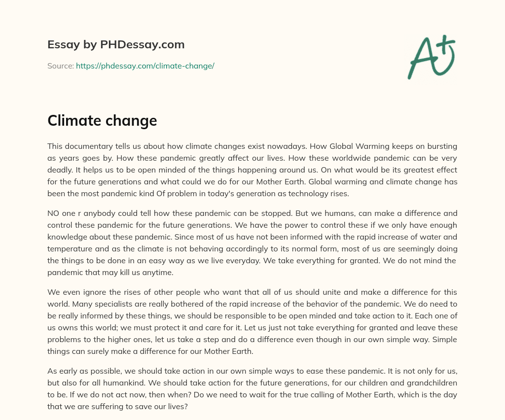 Climate change (400 Words) - PHDessay.com