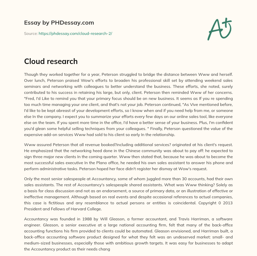 Cloud research - PHDessay.com