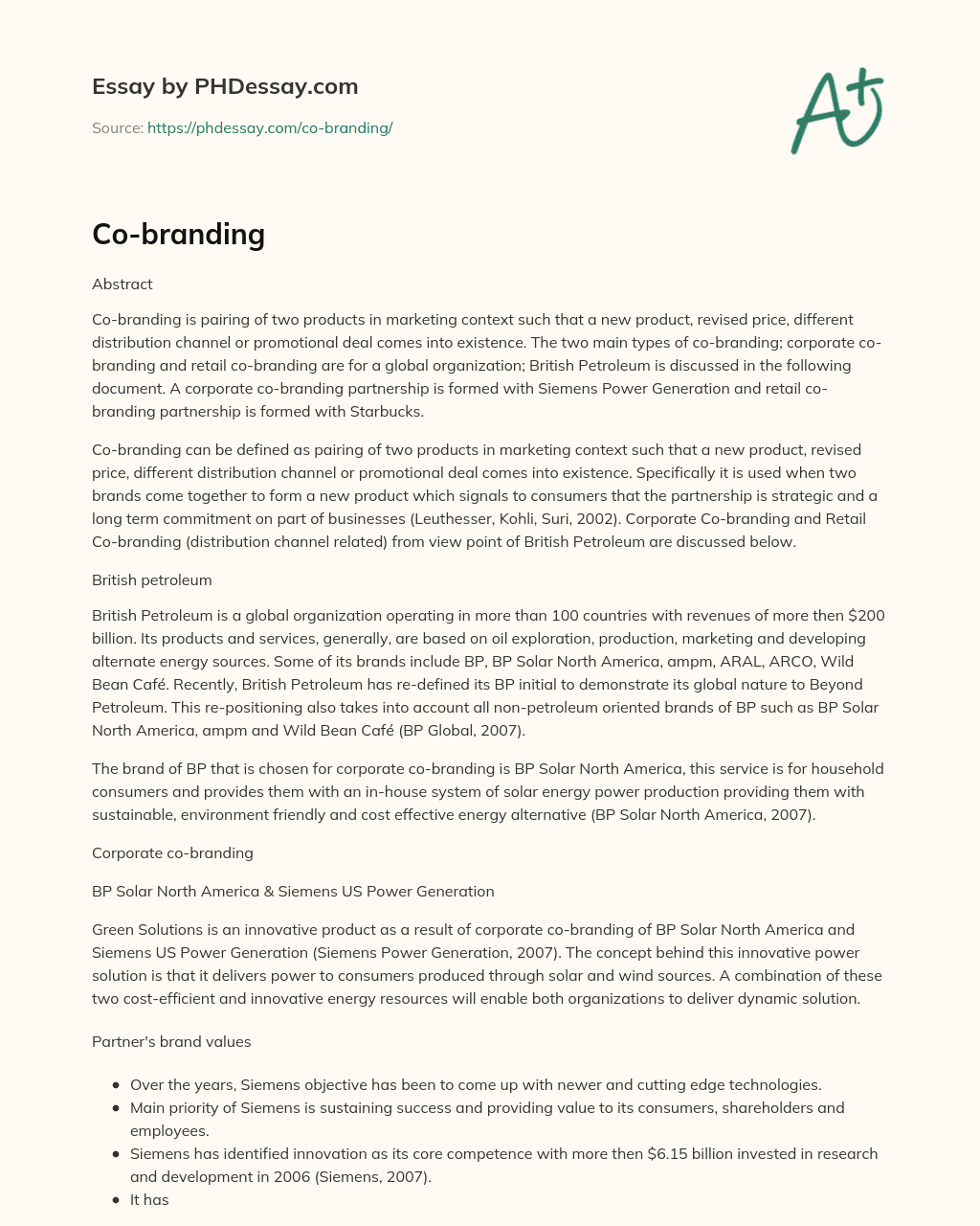 Co-branding - PHDessay.com