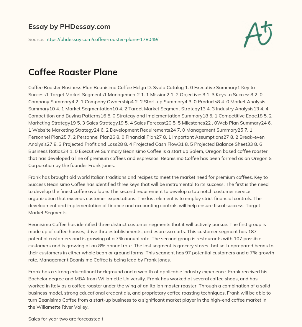 Coffee Roaster Plane - PHDessay.com
