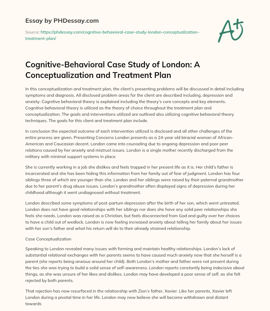 Cognitive-Behavioral Case Study of London: A Conceptualization and ...