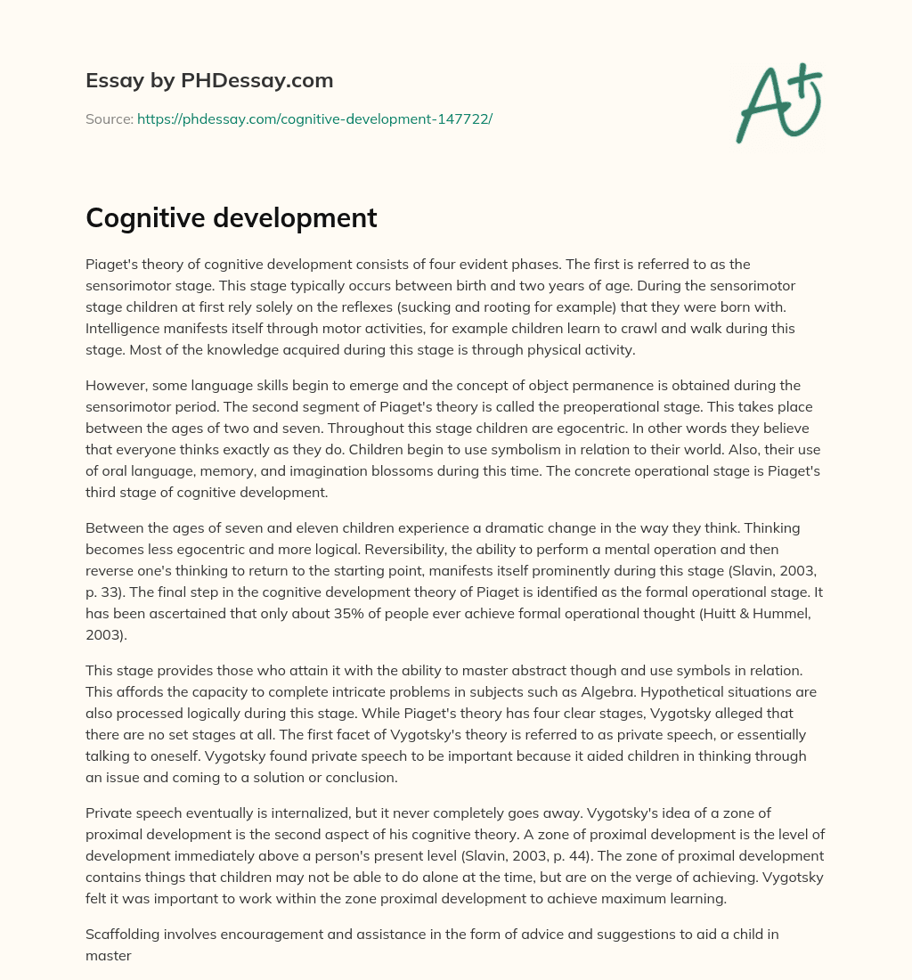Cognitive development - PHDessay.com