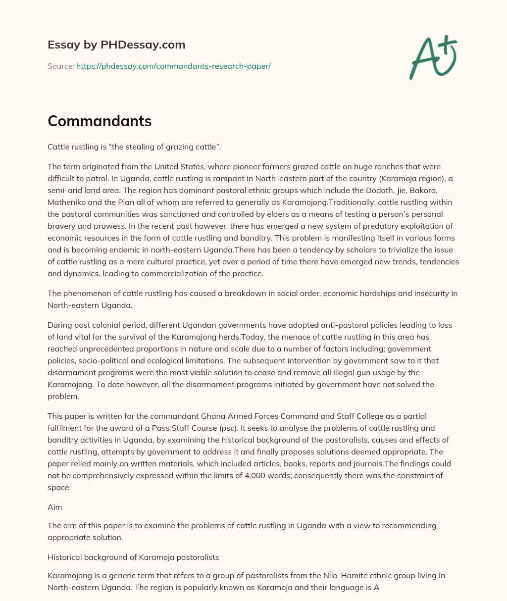 Commandants - PHDessay.com