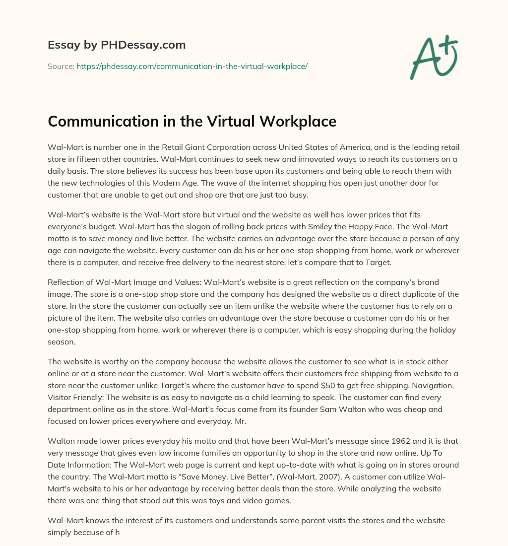 Communication in the Virtual Workplace - PHDessay.com