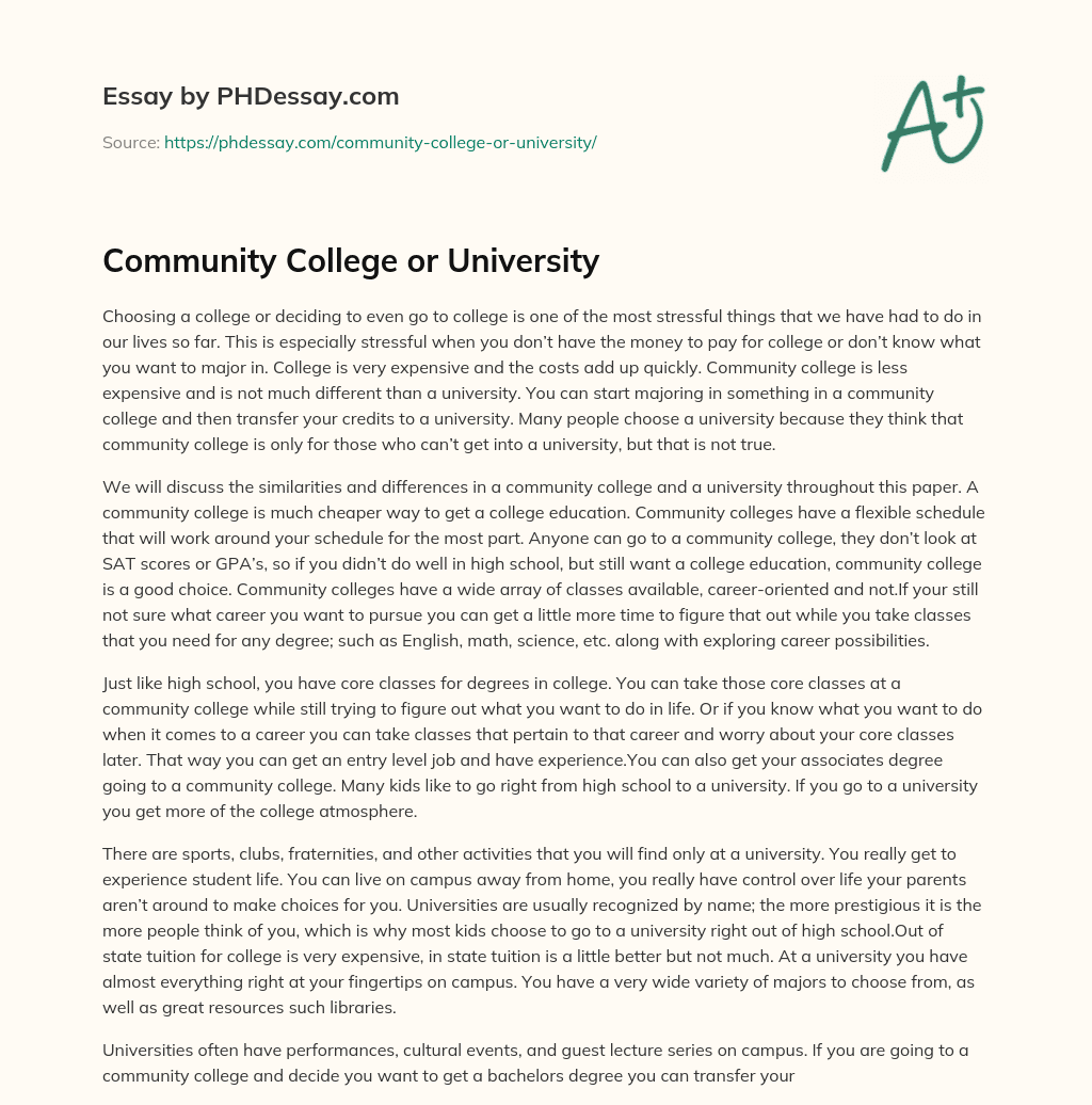 Community College or University - PHDessay.com