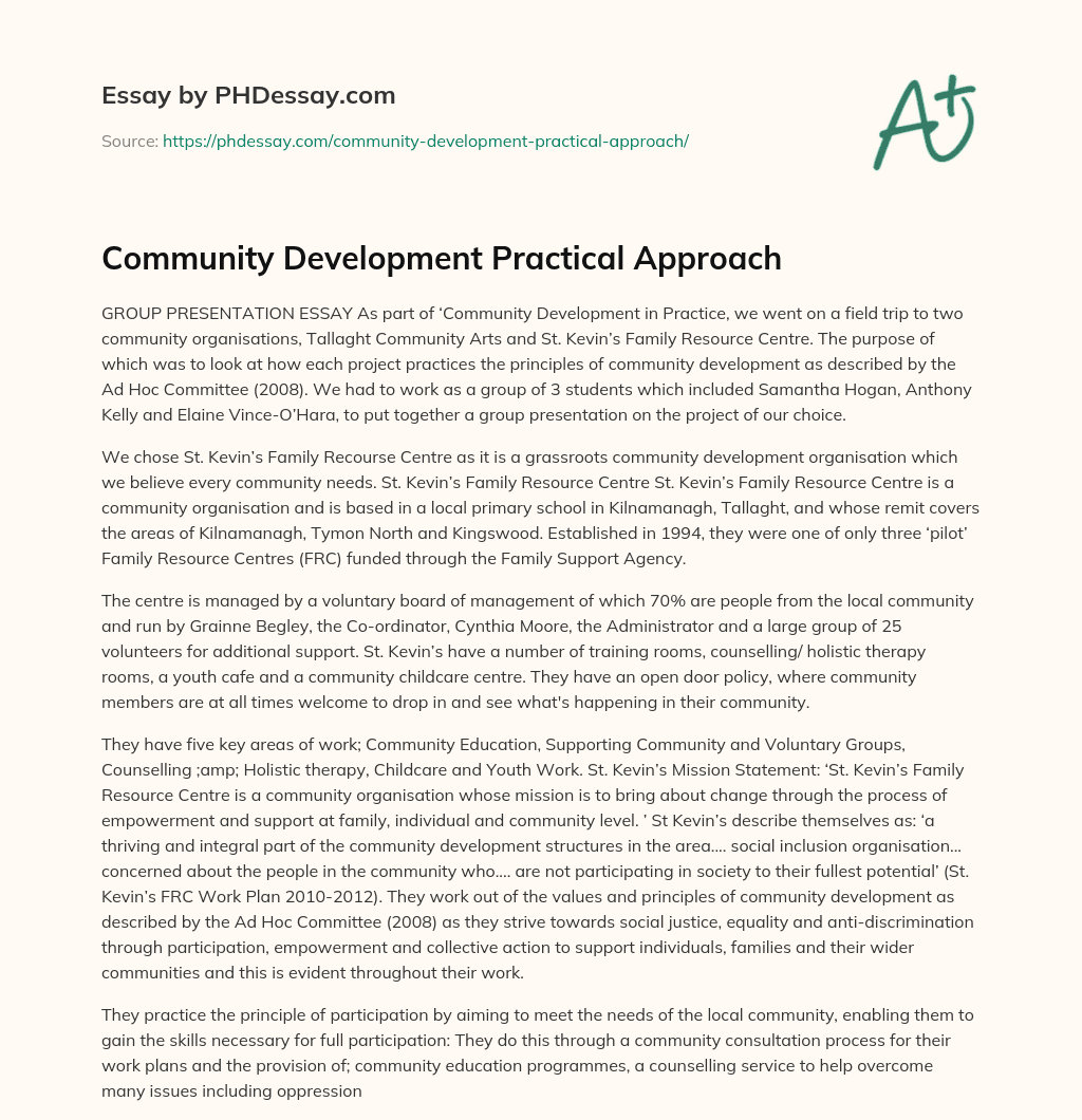 Community Development Practical Approach - PHDessay.com