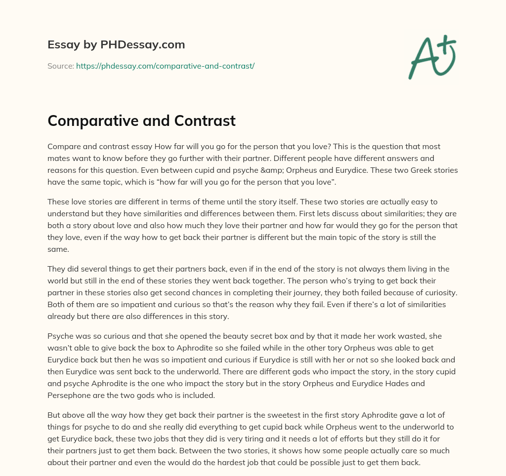 Comparative and Contrast (500 Words) - PHDessay.com