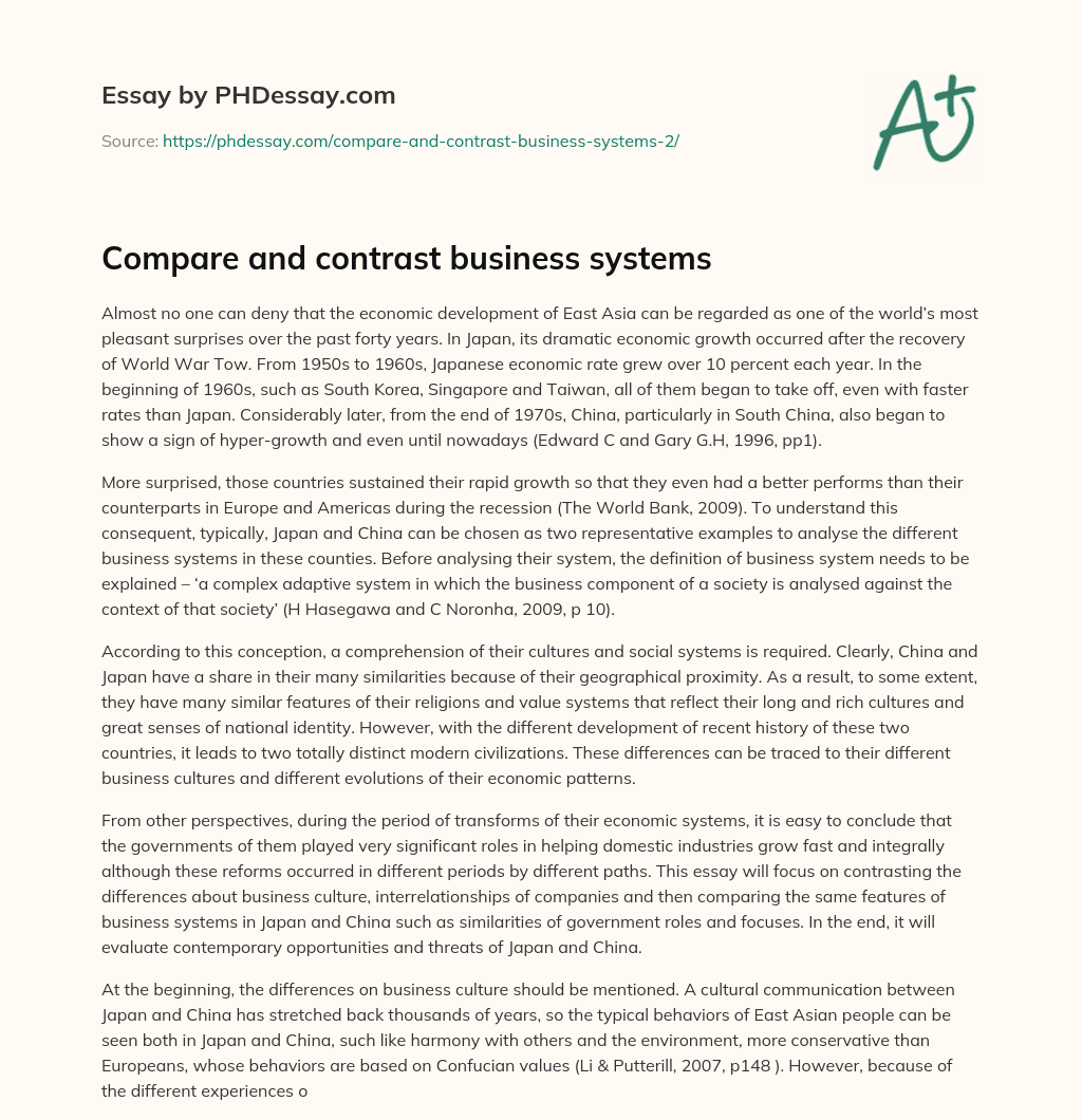 Compare and contrast business systems - PHDessay.com
