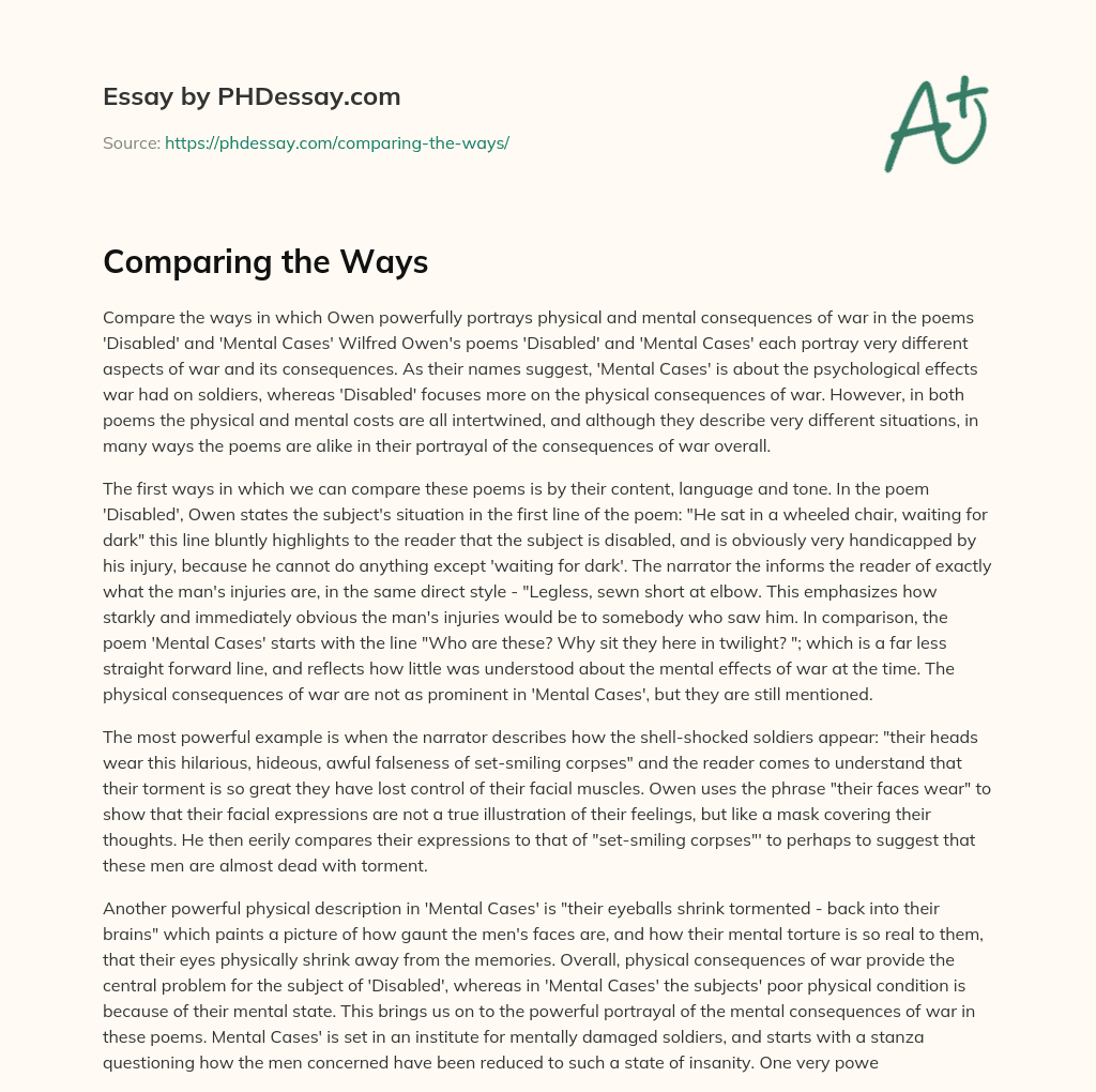 Comparing the Ways - PHDessay.com