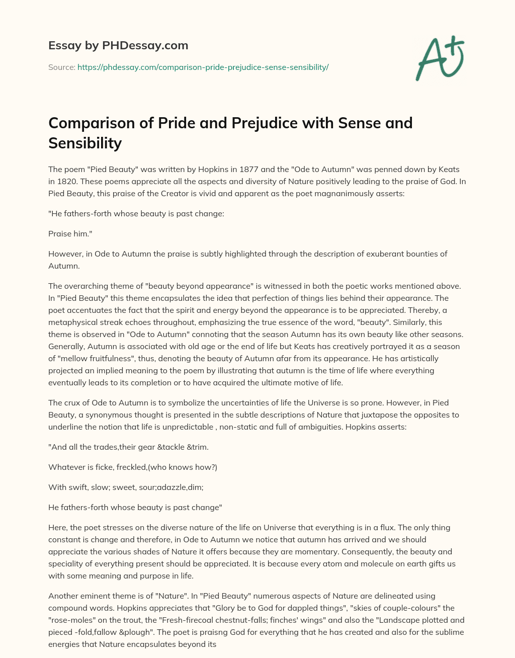 Comparison of Pride and Prejudice with Sense and Sensibility - PHDessay.com