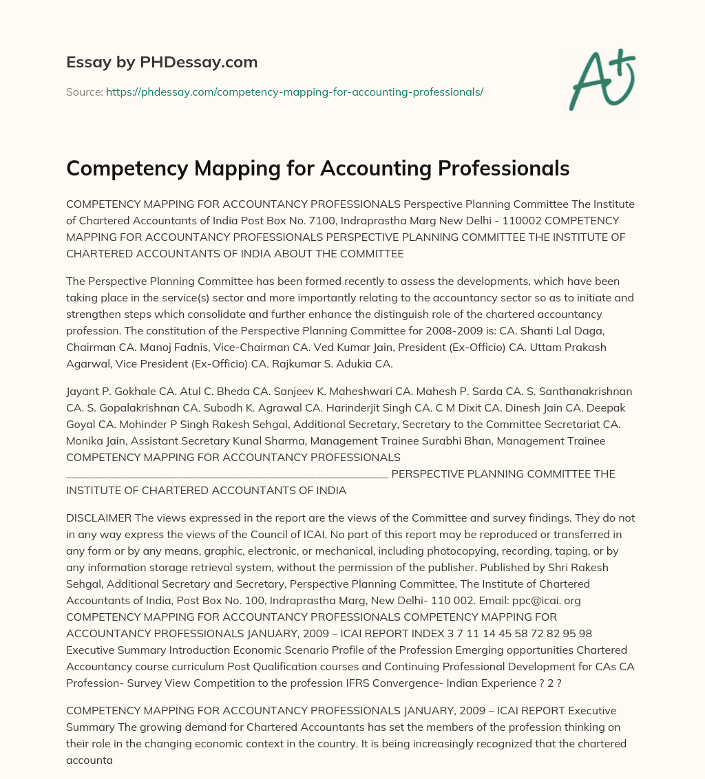 Competency Mapping for Accounting Professionals - PHDessay.com