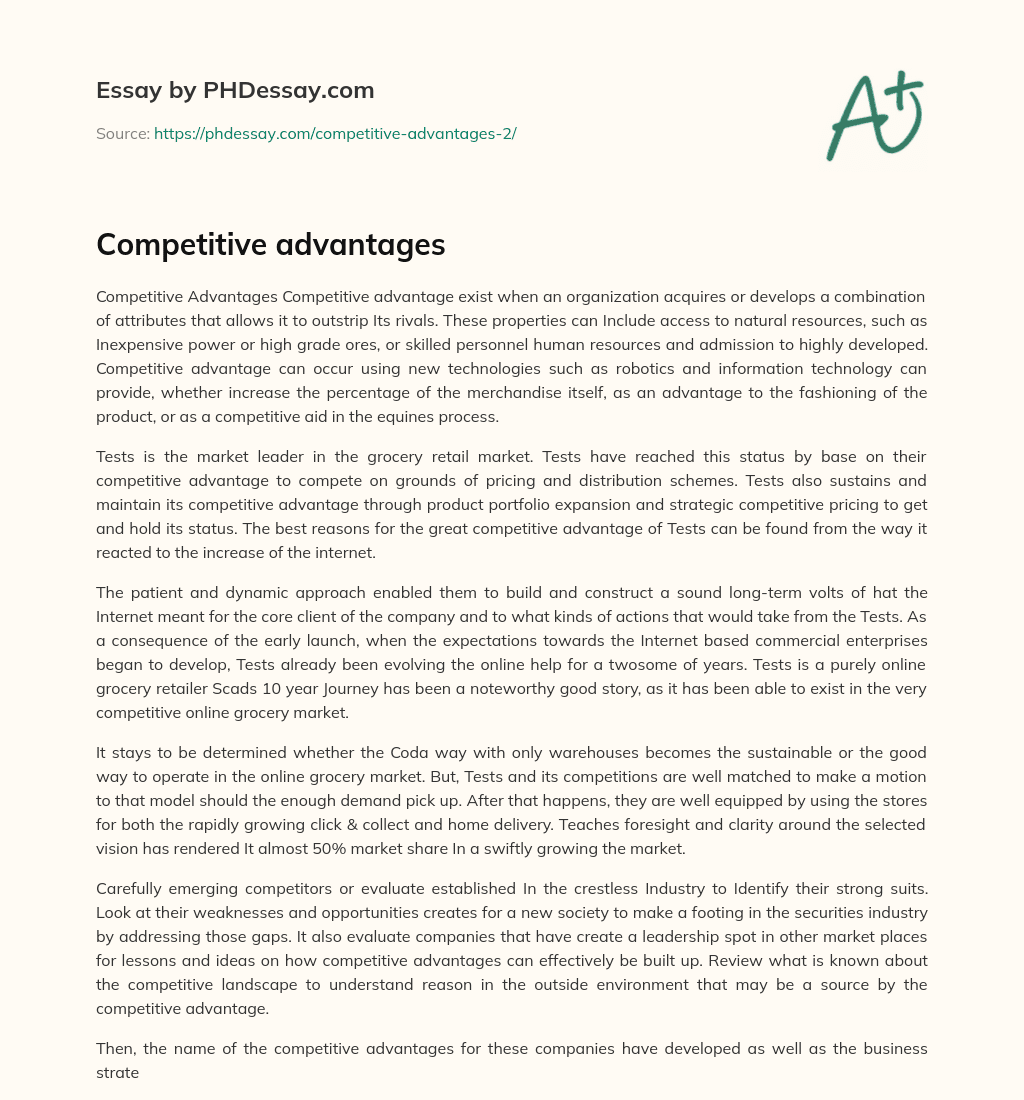 Competitive advantages - PHDessay.com