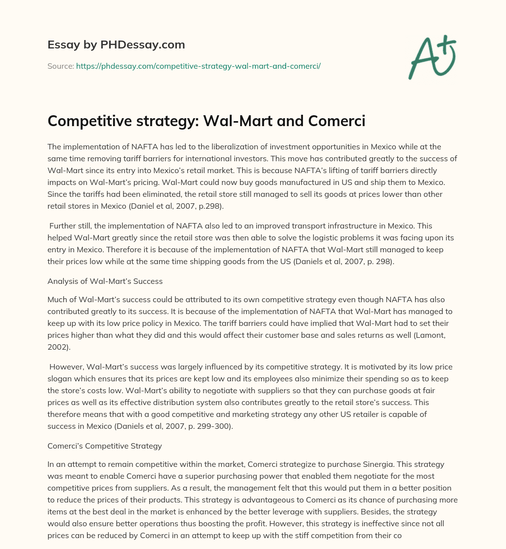 Competitive strategy: Wal-Mart and Comerci - PHDessay.com