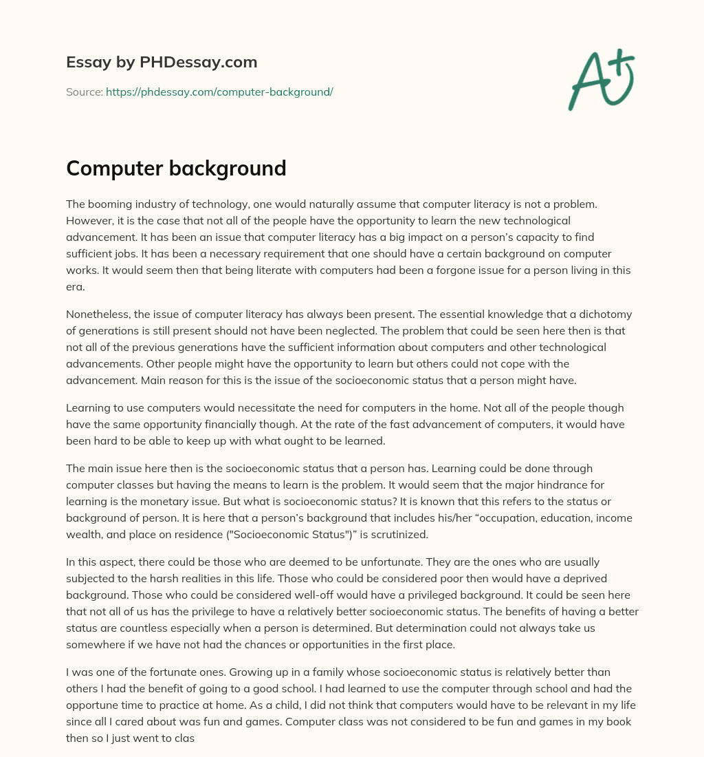 Computer background - PHDessay.com