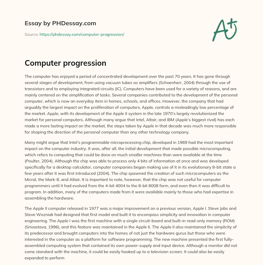 Computer progression - PHDessay.com