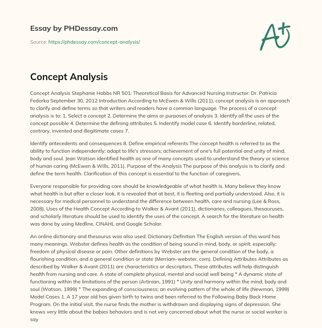 Concept Analysis - PHDessay.com