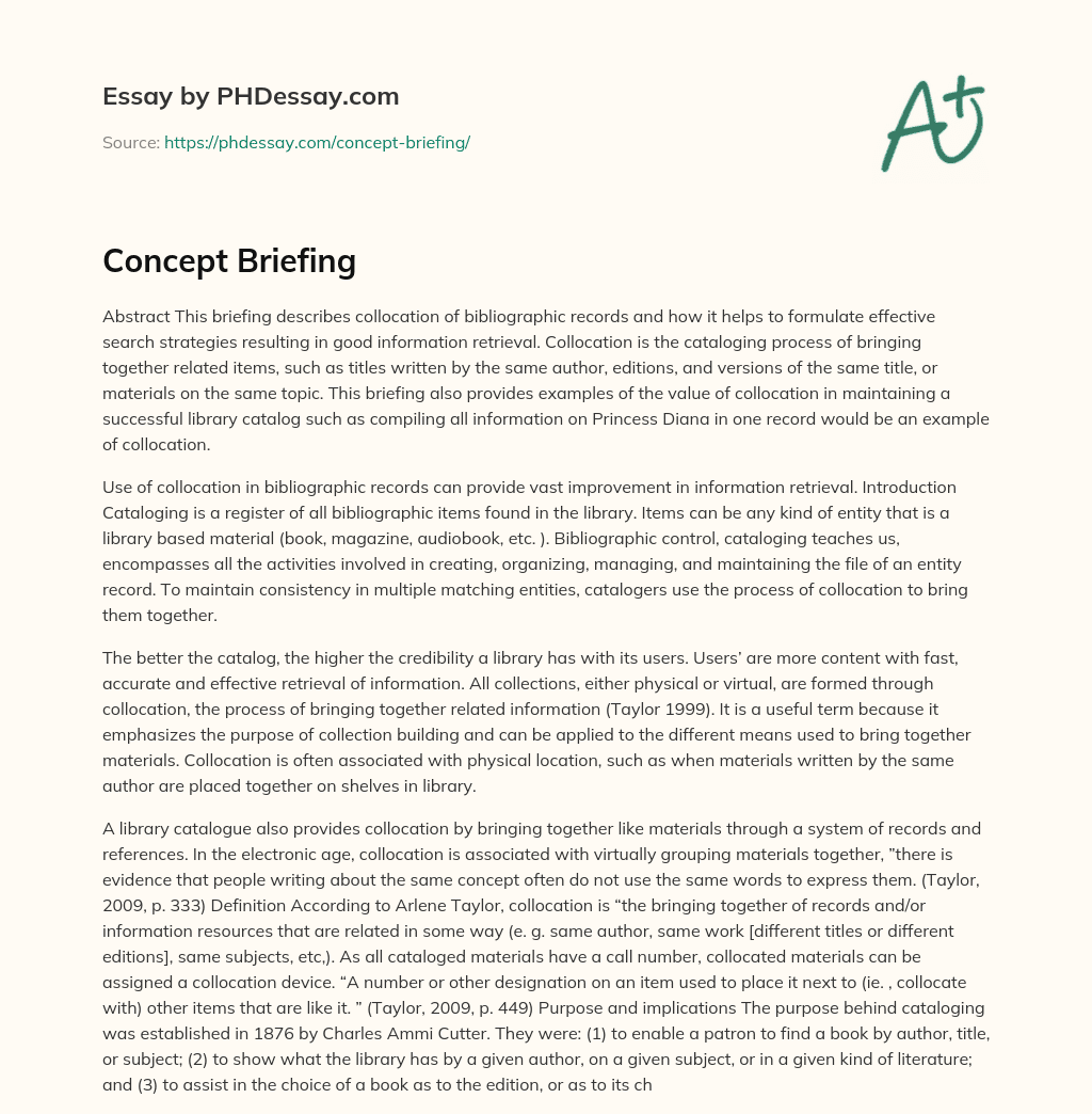 Concept Briefing - PHDessay.com