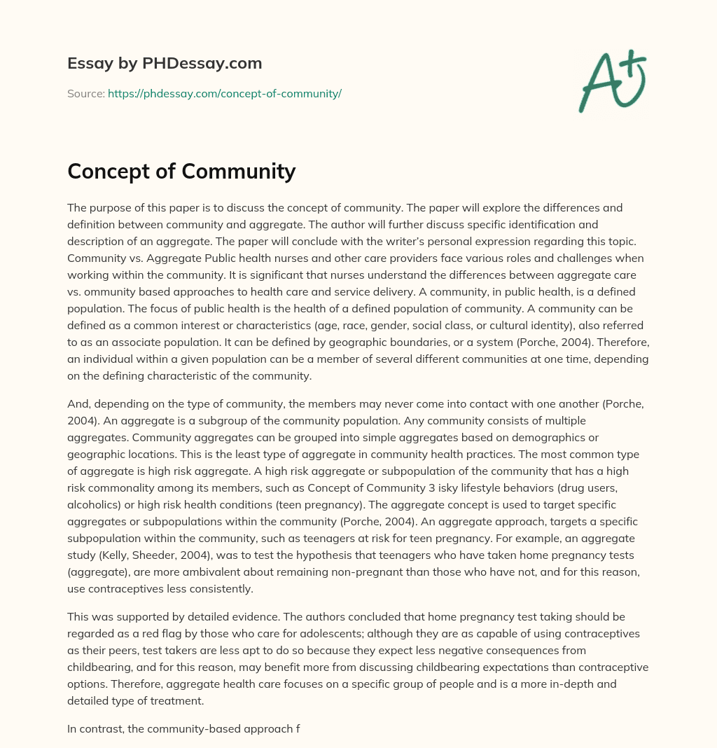 Concept of Community - PHDessay.com