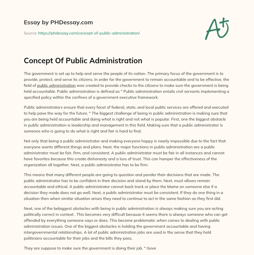 Concept Of Public Administration - PHDessay.com