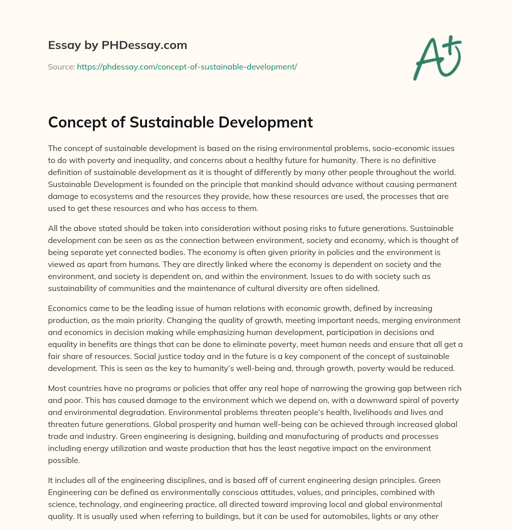 Concept of Sustainable Development - PHDessay.com