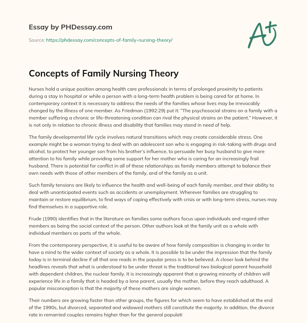 Concepts of Family Nursing Theory - PHDessay.com