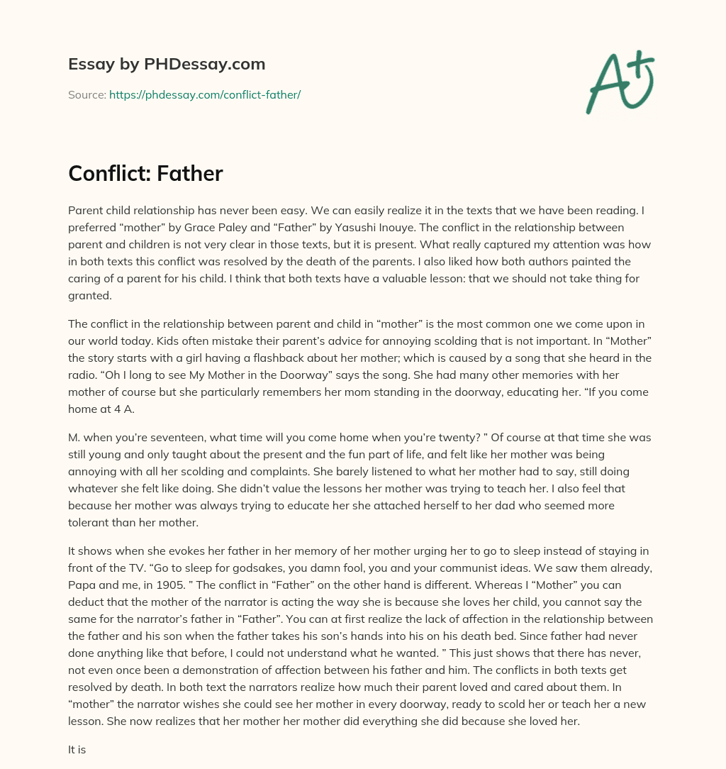 Conflict: Father - PHDessay.com
